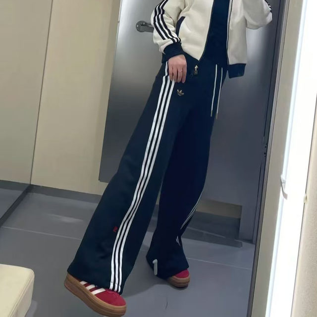 Adidas trousers female clover Song Yuqi Snake New Year casual twist ...