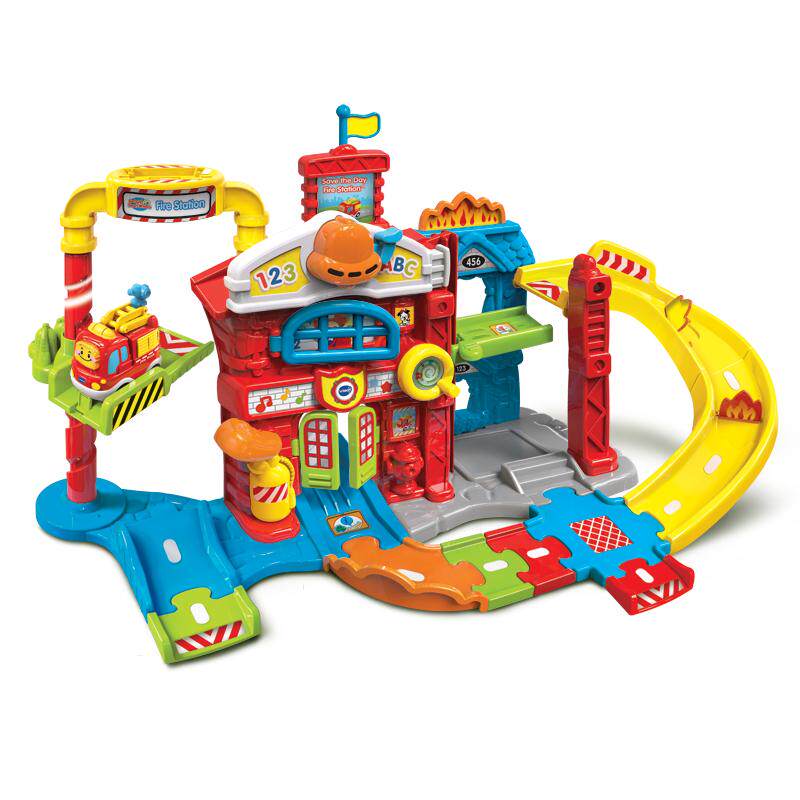 Vtech track car sound and light rescue fire station – racing slide ...
