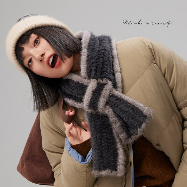 Inheritable - mink fur French weaving 100% mink fur scarf neck warmer ...