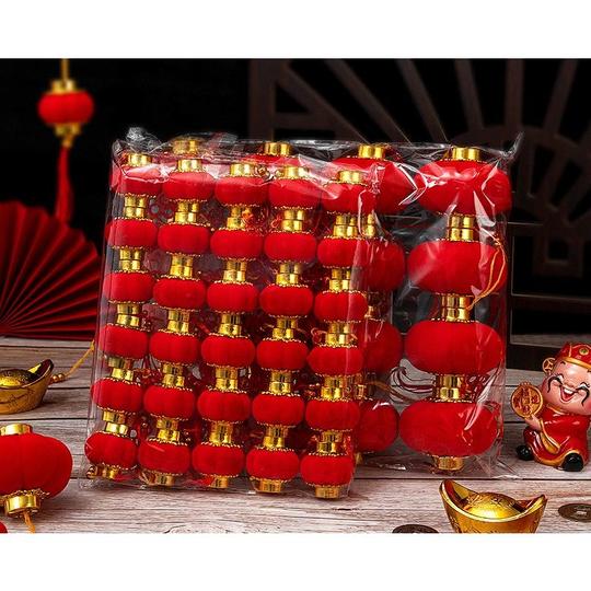 Festive Decoration Green Plant Little Red Lantern - Hanging Ornaments ...
