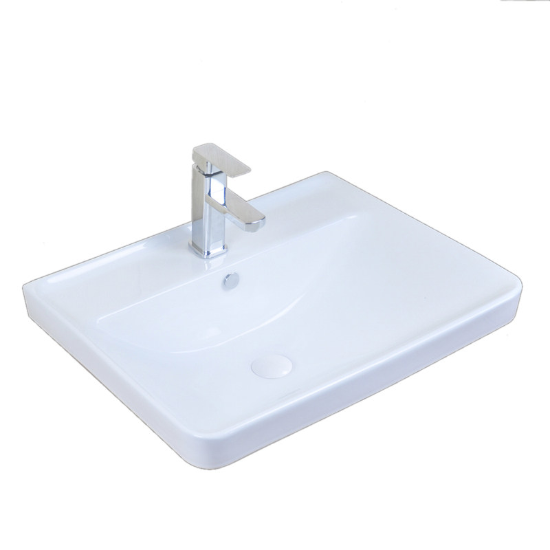 Ceramic Integrated Taichung Basin - Rectangular Semi-Embedded Washbasin