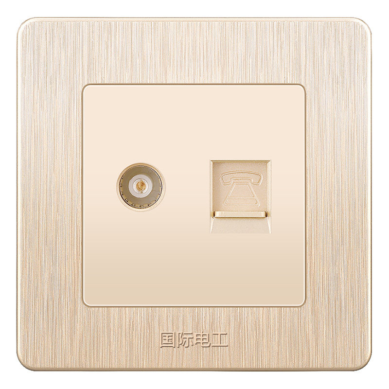 Tep Type 86 Switch Socket Panel with TV and Telephone Connector - Gold ...