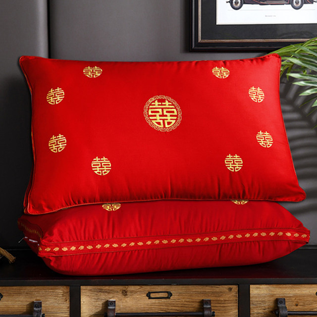 Festive wedding pillow pair, cotton embroidered new style, big red ...