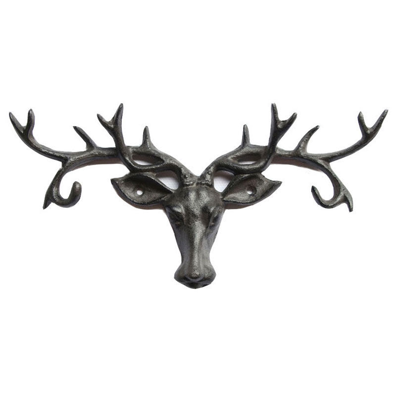 Cast Iron Deer Head Hook - 8 Hooks - American Country Style