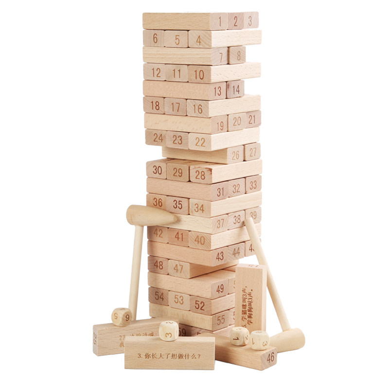 Pädagogisches jenga-balance-spiel für kinder – stapelblöcke aus holz ...