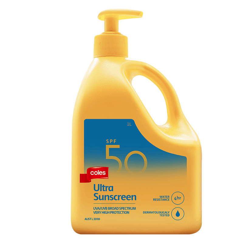 Coles SPF50 Sunscreen Cream - 1L Bottle