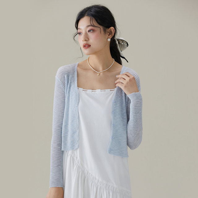 Ice silk thin cardigan female knitted air -conditioned air -conditioned ...