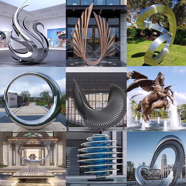 Garden large -scale stainless steel sculpture custom mall outdoor ...