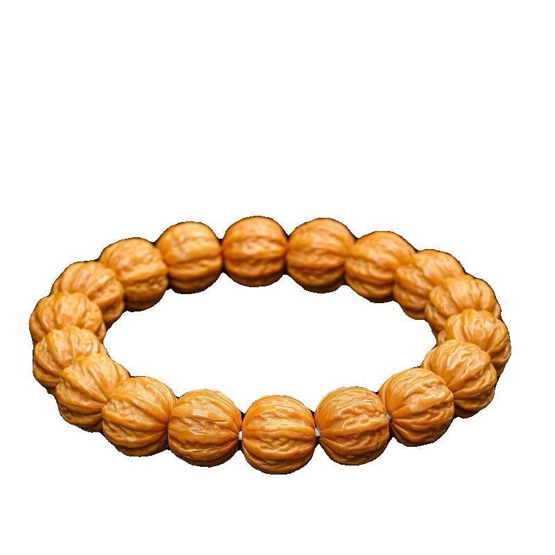 Yonghe Golden Beast Monkey Head Bracelet - Carved Tendon, Walnut Beads