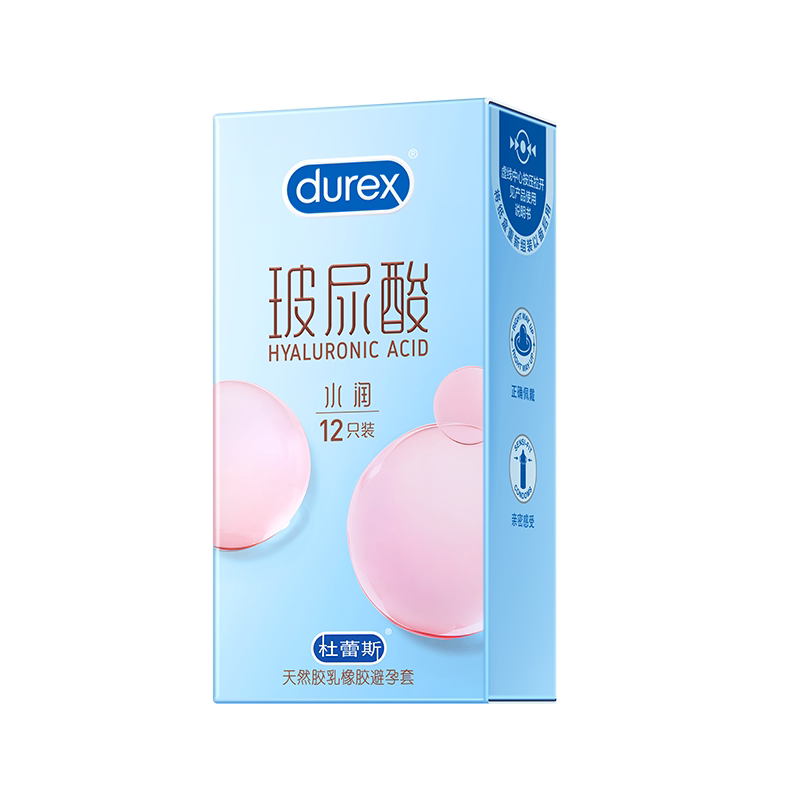Durex Hydrating Condoms 2-Pack - Hyaluronic Acid, Medium Size