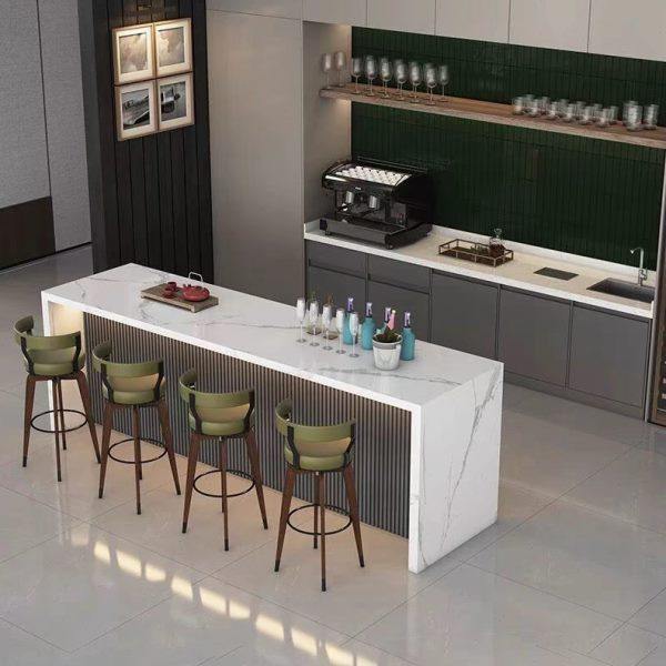 Sofa back bar light luxury marble dining table open one-piece villa ...