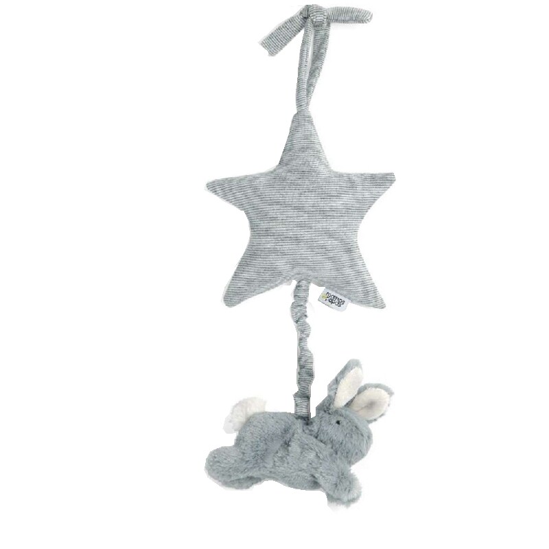 Gray Striped Soft Cotton Rabbit Music Box Plush Toy