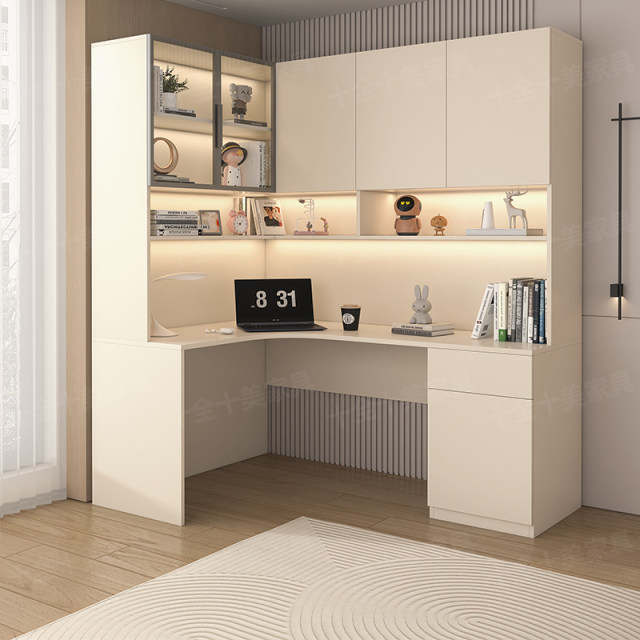 Corner desk bookshelf integrated desk bookcase combination home student ...