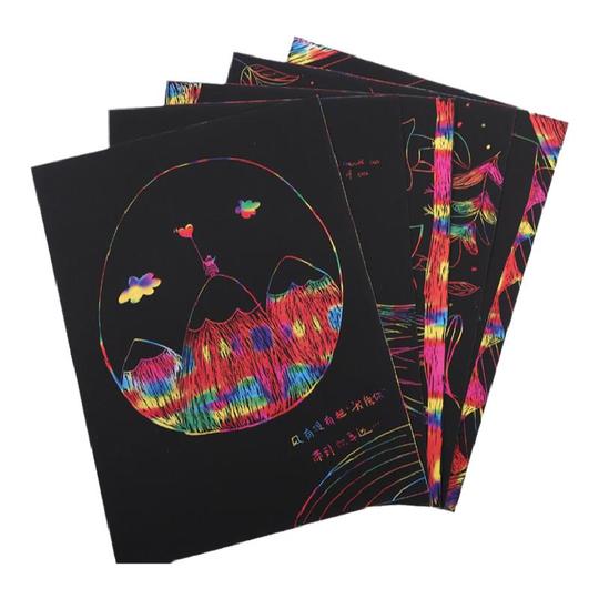 Jerry Scratch Book - 50 Sheet DIY Colorful Scraping Paper Art Set for Kids