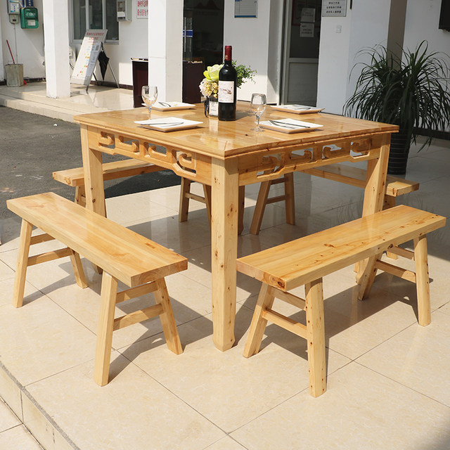 Solid wood dining table chair combination restaurant catering table ...