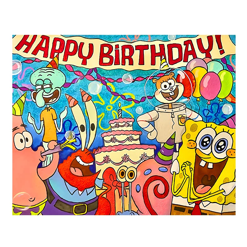 Spongebob Family Portrait Digital Oil Painting DIY Kit | Happy Birthday ...