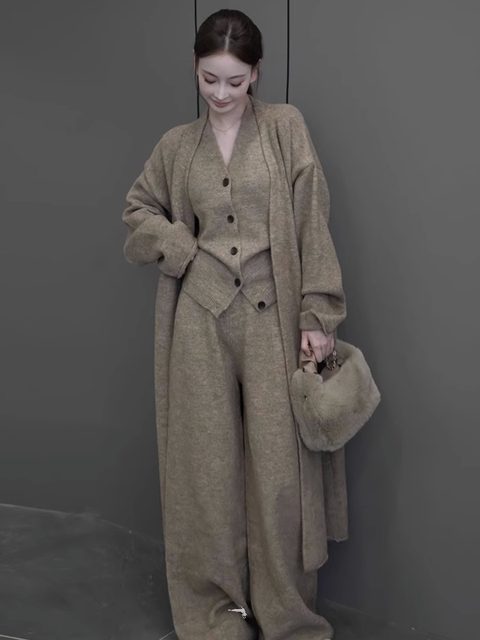 Western high -level sensor knitted three -piece set female 2023 autumn ...