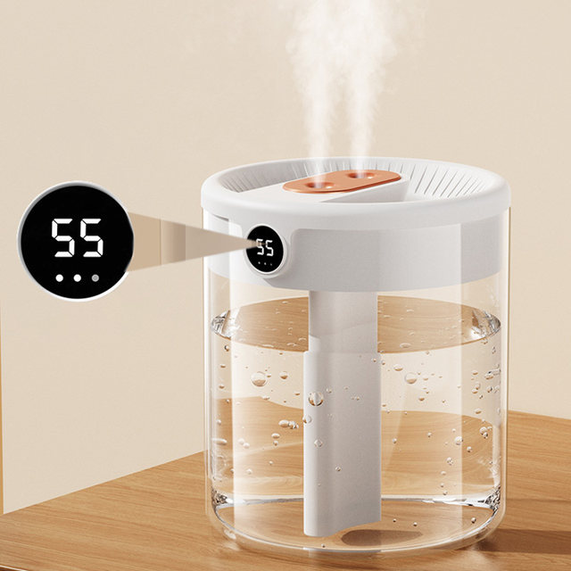 Newest- 2L Double Nozzle Air Humidifier With LCD Humidity Di