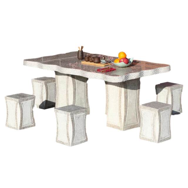 Stone table stone bench courtyard garden simplicity, modern natural ...