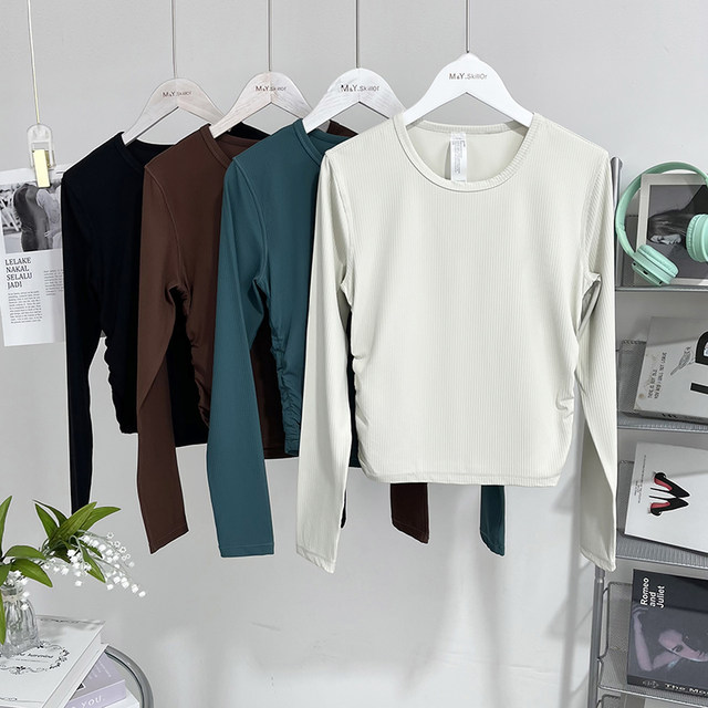 Lulu same side pump thread waist waist thin yoga long sleeve breathable ...