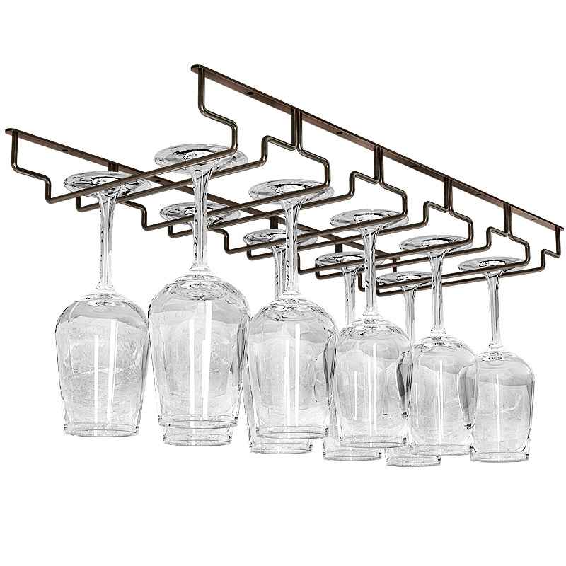 Bronze Brushed Stainless Steel Hanging Wine Glass Rack | Creative ...