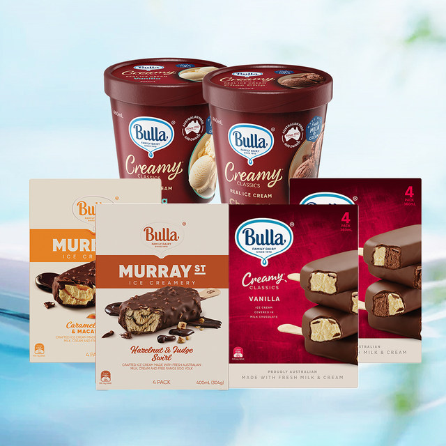 Bulla Australia fully imported ice cream vanilla strawberry chocolate