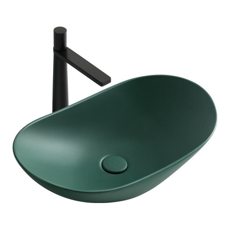 Nordic Dark Green Black Countertop Wash Basin Ceramic Household Basin