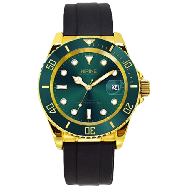 HIPINE Gold Watch Pure Gold Watch 999 Pure Gold Men's Watch Green Water ...