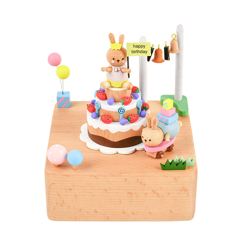 Cat's Sky Castle Wooden Handmade Rotating Music Box - Girl Music Box ...