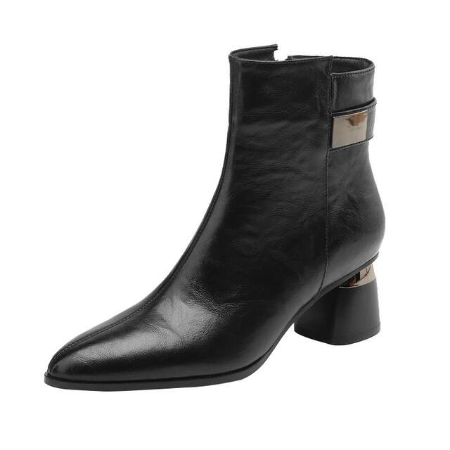 Daphne genuine leather high-heeled short boots for women autumn and ...