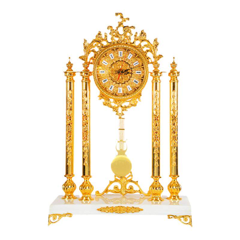 Cardiff European Table Clock - Copper & Marble - Seiko Movement