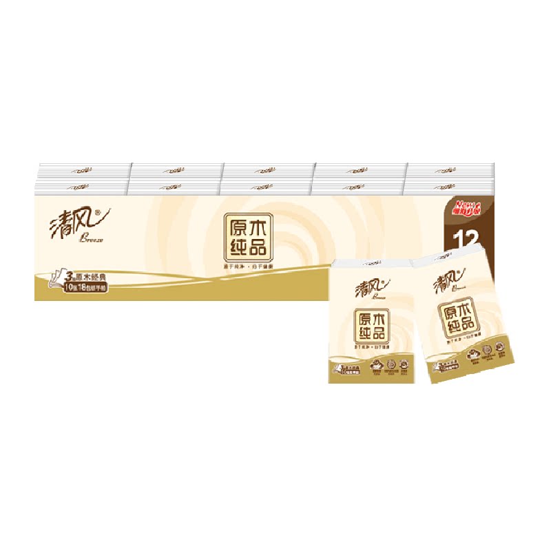 Qingfeng Handkerchief Paper Pure Wood 3 Layers 10 Sheets 18 Pack Mini ...