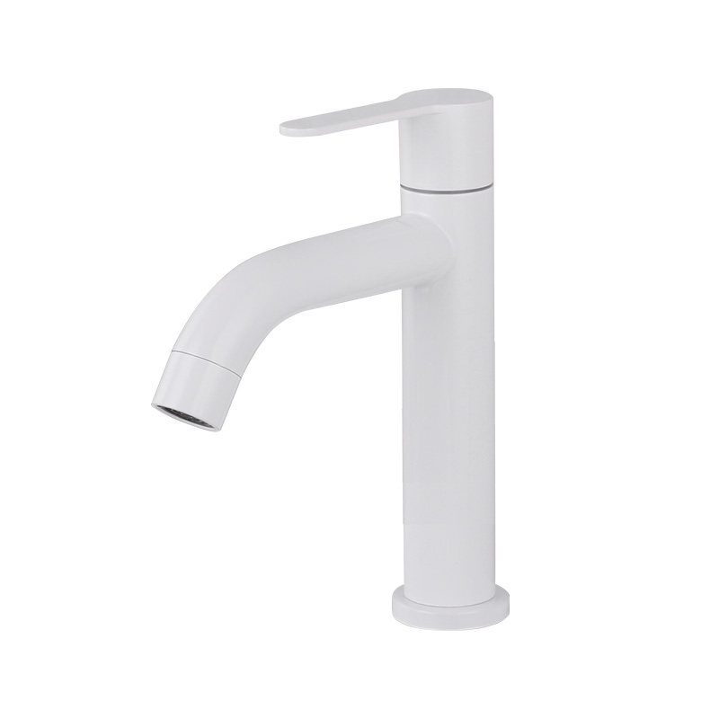 German White Faucet Single Cold Bathroom Countertop Basin Home Bathroom ...