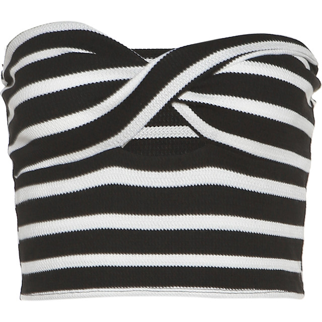 KLIOU European and American ins striped contrasting color tube top for ...