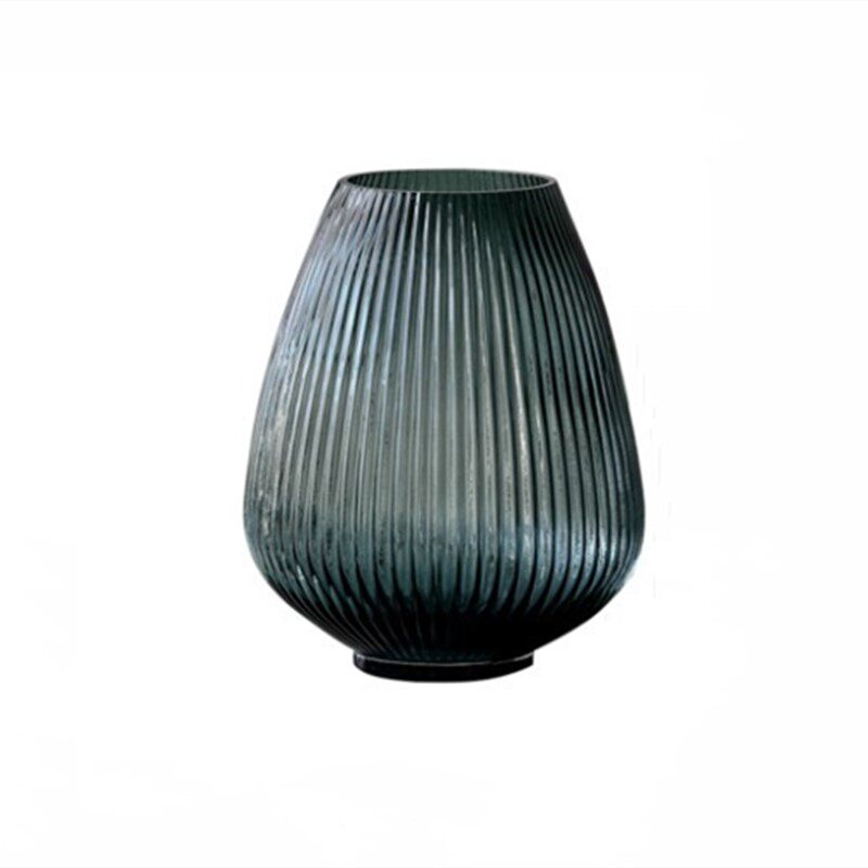 Hand-Blown Glass Vase - Striped Crystal Style