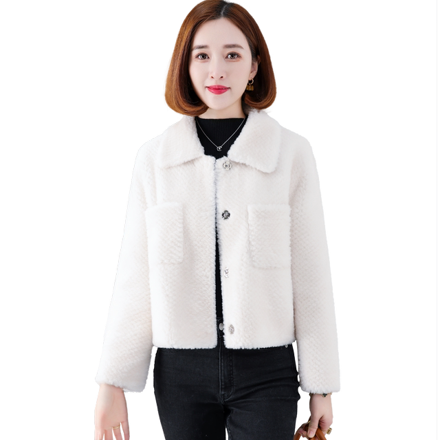 Sheepshear coat women's 2024 winter new short style small and handsome ...