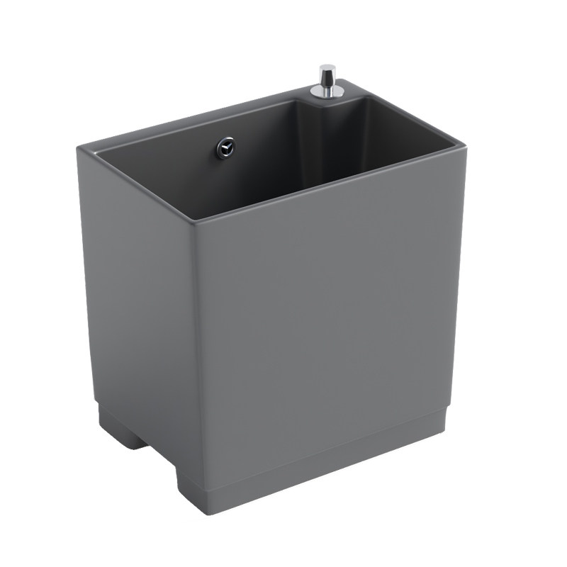 Vias Nordic Gray Ceramic Mop Pool with Drain Basket