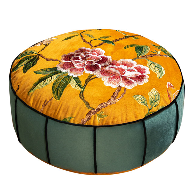 Chinese style cushion round embroidery medieval foot reading floor mat ...