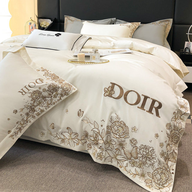 European-style villa 160-count pure cotton long-staple cotton four-piece set of cotton sheets ...