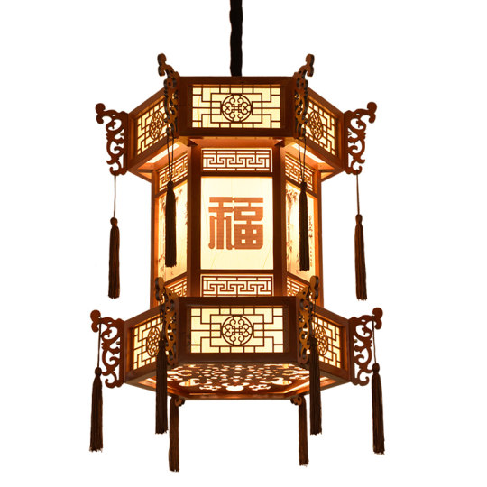 Chinese Retro Solid Wood Palace Lantern Chandelier