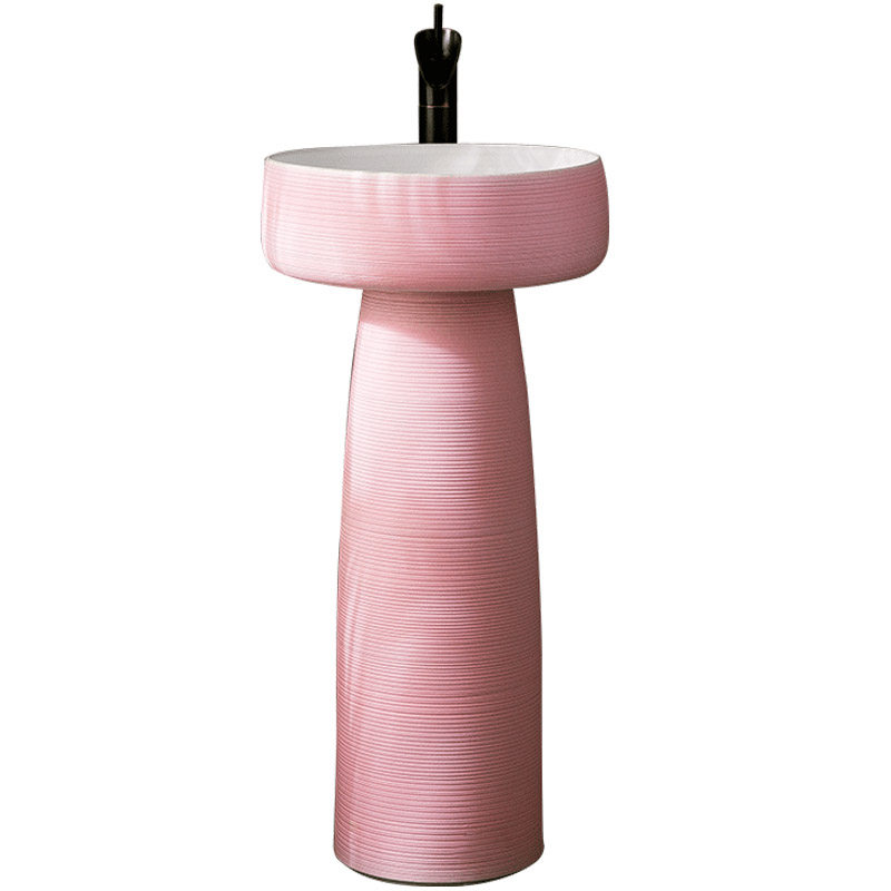 Pink Column Washbasin for Small Apartment and Outdoor Spaces