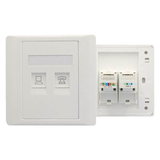 Type 86 Dual-Port Internet Phone Panel - Gigabit Category 6 Computer ...