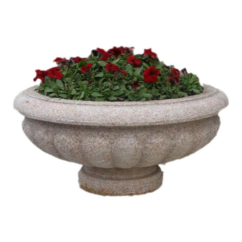 Stone Flower Pot | Granite Stone Bowl | Custom Yellow Rust Stone Column ...
