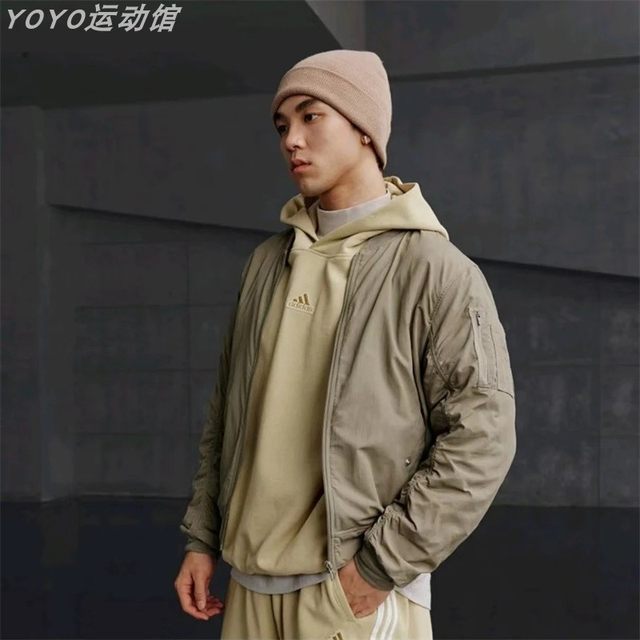 Adidas coat male 2024 autumn new stand -up collar airproof pilot jacket ...