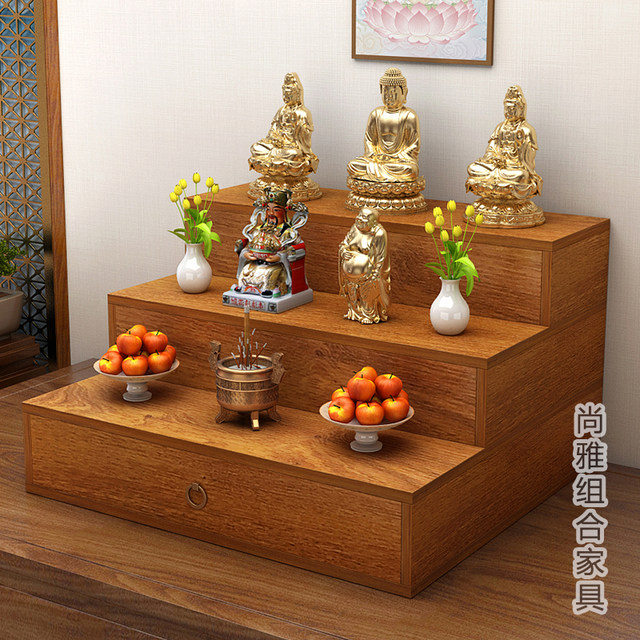 Simple Buddhist niche standing cabinet with drawers offering table ...