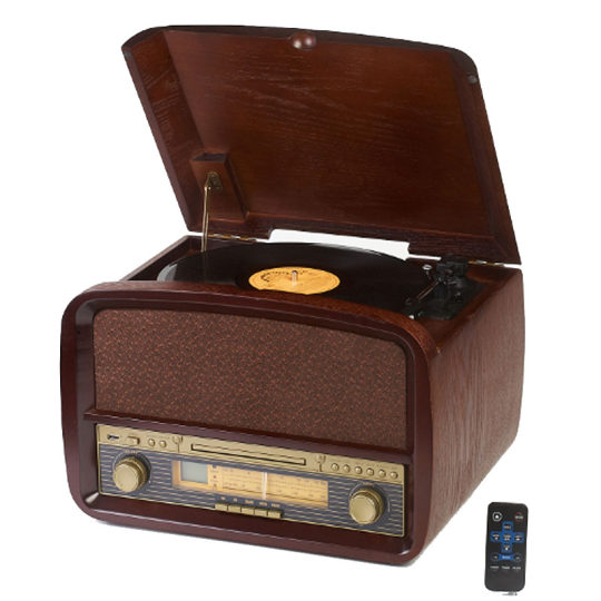 Hengxin Bluetooth Retro Phonograph Record Player with CD Player and Radio