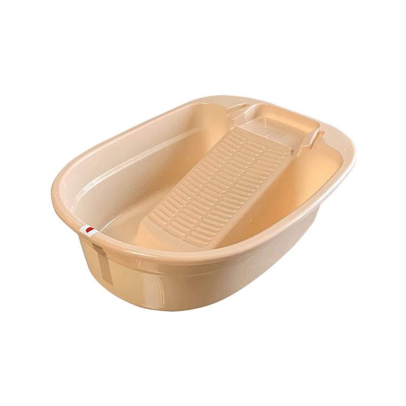 Large Laundry Basin with Integrated Washboard for Household Use