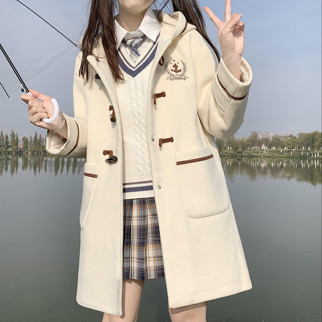 College-style woolen coats with cotton and thickening, autumn and ...