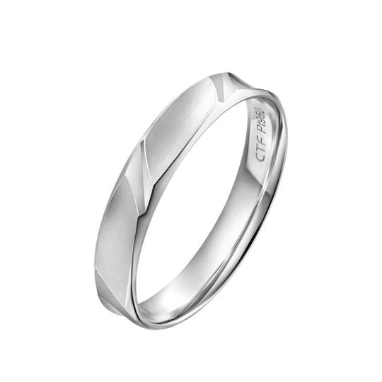 Engraved chow tai fook love date pt950 platinum ring - Pair ring gift ...