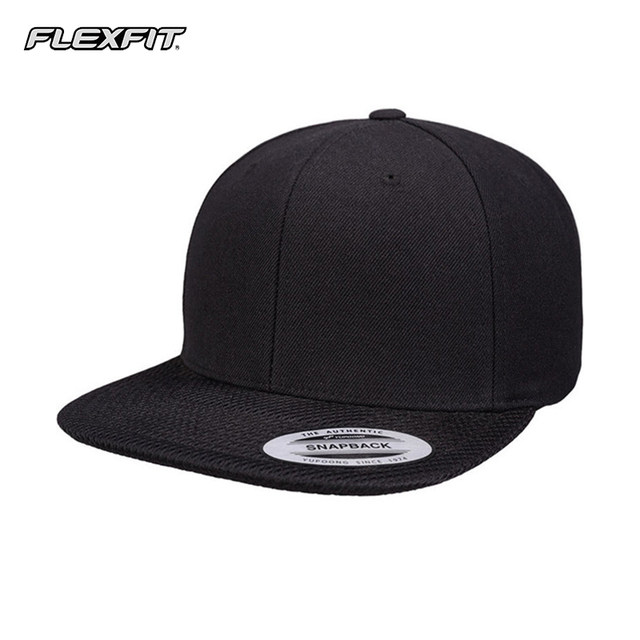 FLEXFIT men's American hip-hop baseball cap black flat brim casual hat ...